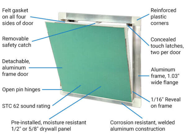Heavy Duty, Touch Latch Drywall Access Panel with Detachable Door | WB ...